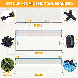 Olybeaka All-in-one Portable Badminton Net Pickleball Net Height Adjustable Kids' Volleyball Net Set for Backyard Beach Driveway Include 4 Aluminum Badminton Rackets + 2 Pickleball Paddles (10 ft)