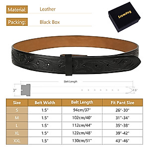 Ssumday Western Cowboy Black Style Belts for Men Women Female Girl Ladies Cowgirl Belt Jeans Pants without Buckle(NZYHBK-S)
