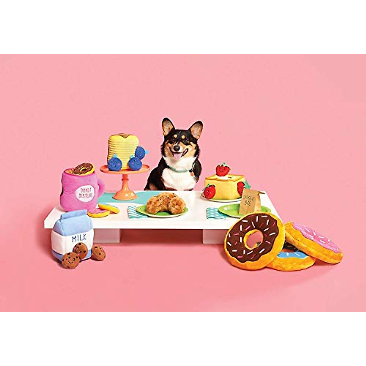 ZippyPaws Burrow, Food Buddies Milk & Cookies - Interactive Dog Toys for Boredom - Hide and Seek Dog Toys, Colorful Squeaky Dog Toys for Small & Medium Dogs, Plush Dog Puzzles
