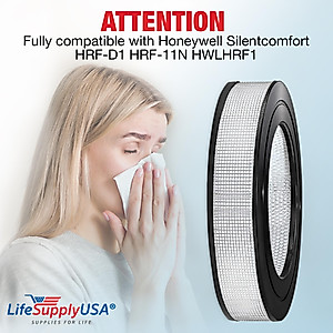 True HEPA Air Cleaner Filter Replacement Compatible with Honeywell Silentcomfort HRF-D1 HRF-11N HWLHRF1, Filter D by LifeSupplyUSA