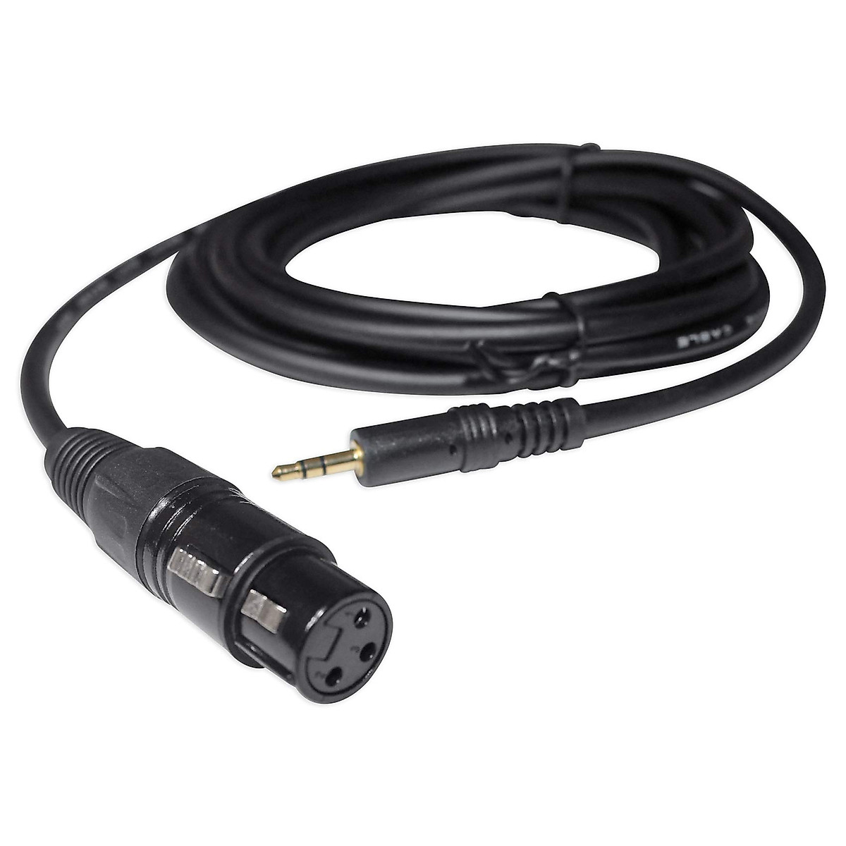 ROCKVILLE 10 Ft. Metal XLR Female to 1/8" TRS Cable-100% Copper (RXLR-AUX),Black