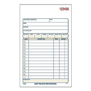 Adams Sales Order Books, 2-Part, Carbonless, White/Canary, 4-3/16 x 7-3/16 Inches, 50 Sets per Book, 6 Books