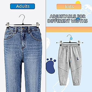 Pants Hangers with Clips 30 Pack, Clothes Hangers with Adjustable Clips, Space Saving Skirt Hangers for Women Metal Pants Hangers for Jeans Kids Clothes and More,12Inch (20)