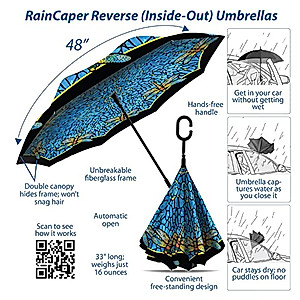 RainCaper Fine Art Reverse (inside-out) Umbrellas (Tiffany Dragonfly)