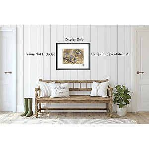 Yellow and Brown Rustic Flowers Moon Photography Art Matted Wall Decor Picture