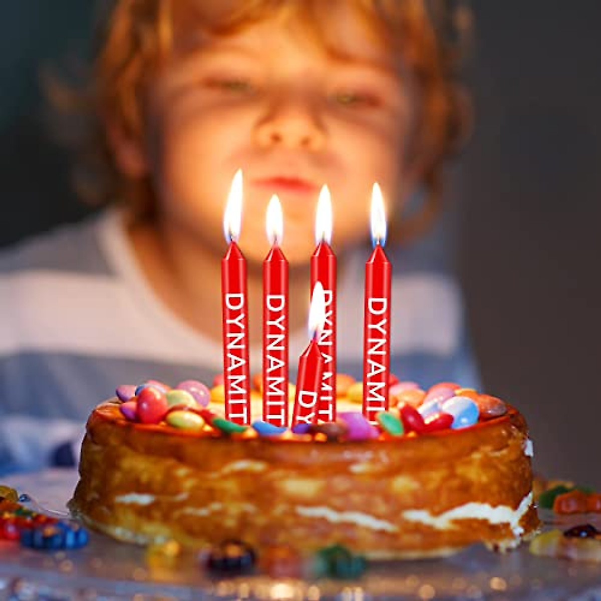 24 Pieces Dynamite Birthday Candle Party Cake Candle TNT Themed Candles for Cake Dynamite Candles Cool Birthday Candles TNT Cake Toppers with Black Paper Tape for Birthday Video Game Party Decoration