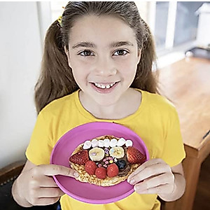 bobo&boo Colorful Plant-Based 7.5 inch Kids Plates for Toddler Eating – Set of 3, Plant-Based, Melamine-Free And Microwave Safe – Eco-Friendly Toddler Plate Set for Boys and Girls - Tropical