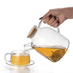 Tealyra - Glass Stove-top Kettle 60-ounce - Teapot - Heat Resistant Borosilicate - Pitcher - Carafe - No-Dripping - For Tea Juice Water - Hot or Iced - 1800ml