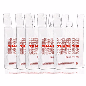 RoyalHouse Thank You Bags,Reusable Plastic Grocery Bags - Great Bags for Shopping, Small Trash and Garbage Cans, and Dog Waste - 308 Count (Pack of 4) Total 1232 Bags in Case