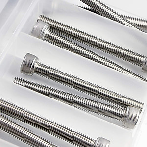 M8 x 60mm 65mm 70mm 75mm 80mm Hex Socket Head Cap Screws Bolts, 304 Stainless Steel, Bright Finish, Fully Threaded, Metric Allen Hex Drive, Assortment Kit 10PCS