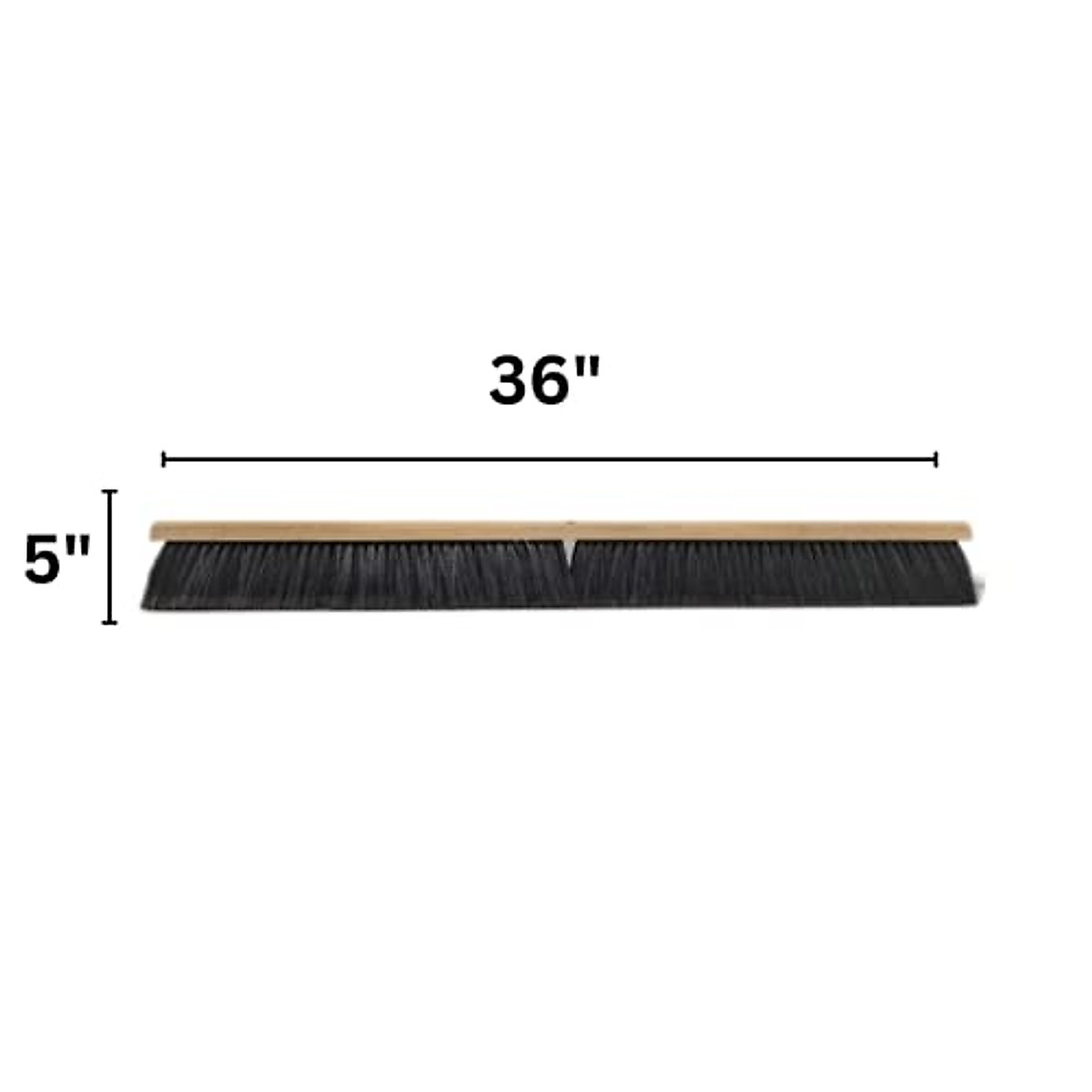 Bristles 4036 36” Indoor Push Broom Head – Heavy Duty Hardwood Block, Flagged Polypropylene Fiber Bristles, Brown