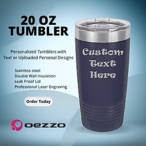 OEZZO Customized Tumblers With Names, Double Wall Personalized Bottles with Splash and Leak Proof Upgraded Slider Lid for Birthdays, Mom, Dad, Friends, Co-Workers (20oz, Navy Blue)