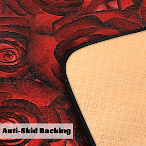 KOBLEN Red Roses Flower Kitchen Rugs Non Slip Washable Absorbent Kitchen Mats 20x39 inch Cushioned Anti Fatigue Kitchen Floor Mats for in Front of Sink
