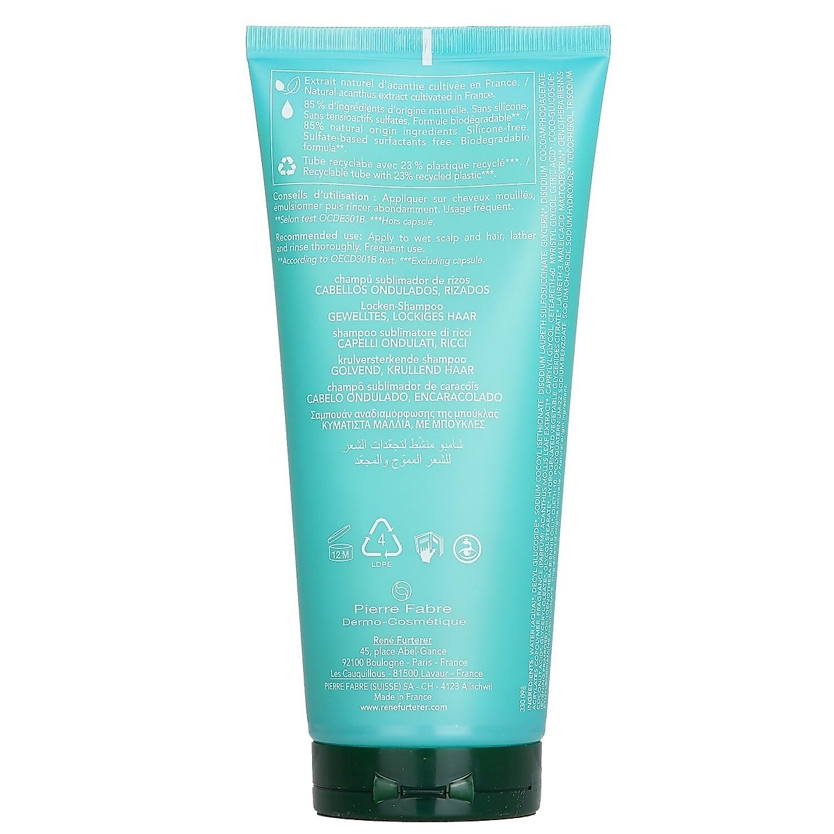 Rene Furterer SUBLIME CURL Curl Activating Shampoo, Curly Wavy Hair, Frizz Control, 6.7 oz.