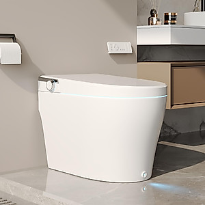 DeerValley Smart Toilet, One Piece Tankless Toilet with Bidet Built in Smart Bidet Toilet with 1.28GPF Auto Flush, Foot Kick, Blackout Flush, Warm Water, Heated Seat, Remote Control