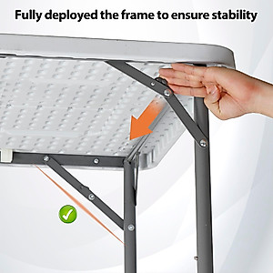 SUPER DEAL 3 Foot Square Folding Card Table, Indoor Outdoor Portable Plastic Heavy Duty Fold-in-Half Kitchen or Camping Picnic Party Table with Carrying Handle, White