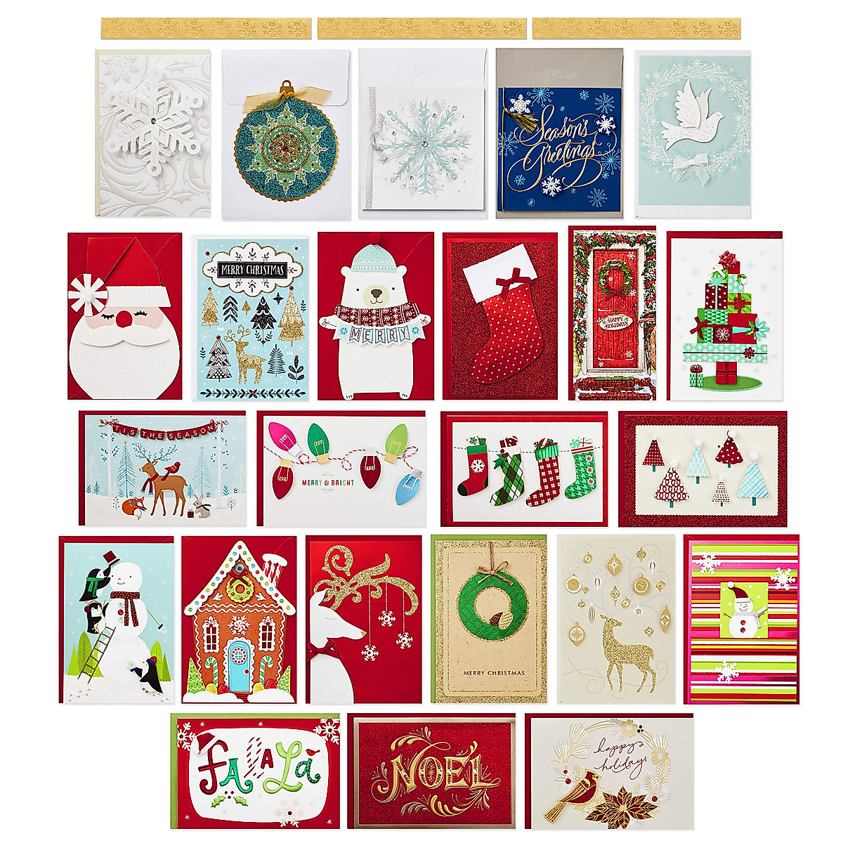 Hallmark Boxed Handmade Christmas Cards Assortment (Set of 24 Special Holiday Greeting Cards and Envelopes) (1XPX5156)