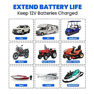 POWOXI Upgraded 7.5W-Solar-Battery-Trickle-Charger-Maintainer-12V Portable Waterproof Solar Panel Trickle Charging Kit for Car, Automotive, Motorcycle, Boat, Marine, RV,Trailer, Snowmobile, etc.