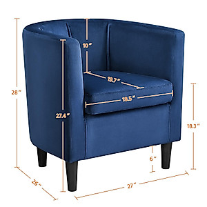 Yaheetech Velvet Accent Chair, Modern and Comfortable Armchairs, Upholstered Barrel Sofa Chair for Living Room Bedroom Waiting Room, Set of 2, Blue