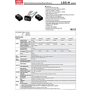 LDD-500H | Mean Well LDD-H Step-Down 500mA CC Pinned DC LED Driver