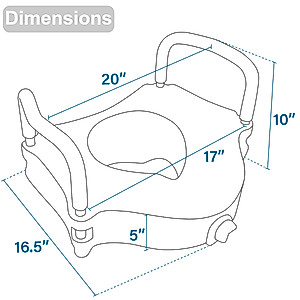 Vaunn Raised Toilet Seat and Elevated Commode Booster Seat Riser with Removable Padded Grab bar Handles & Locking Mechanism