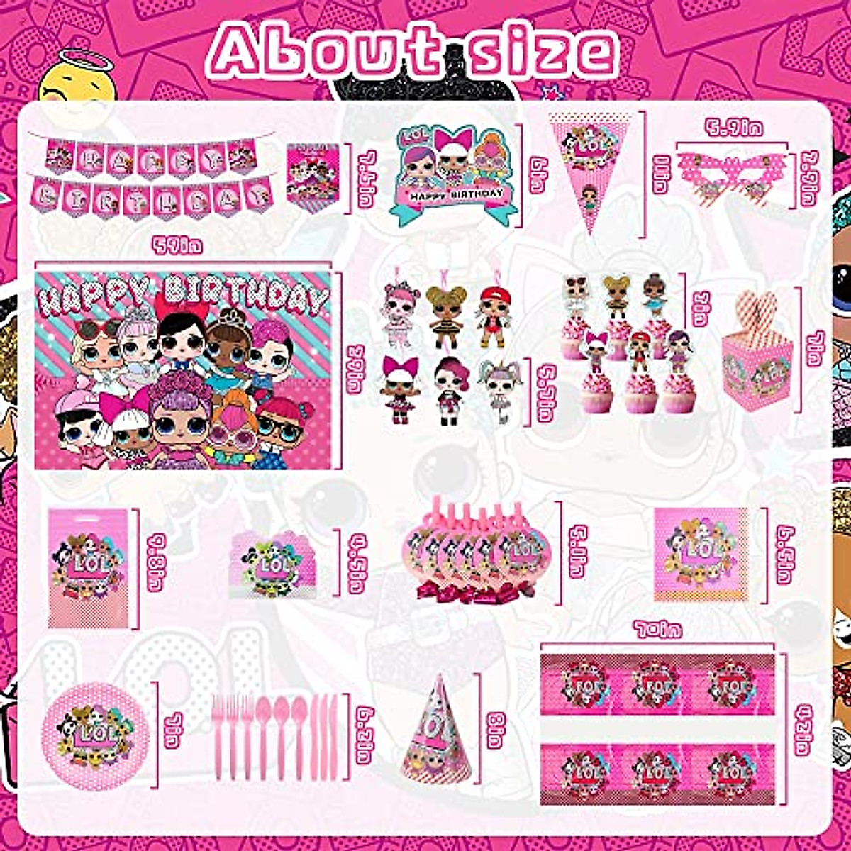 241PCS Surprise Birthday Party Supplies, Pink Birthday Party Decorations Included Banner, Backdrop, Balloon, Tablecloth, Hanging Swirl, Tableware, Blowing Dragon Party Decorations for Girls Birthday