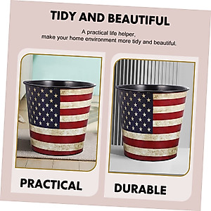 FONDOTIN American Flag Bathroom Trash Can Flag Waste Basket Bedroom Living Room Stylish Design