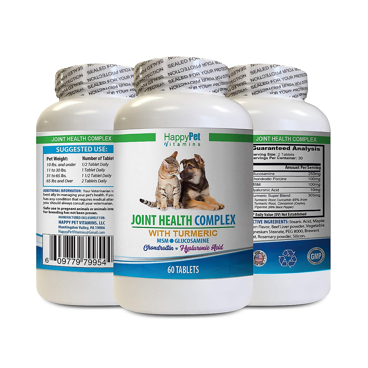 cat Supplements for Senior - PET Joint Health Complex with Turmeric - Dogs and Cats - MSM GLUCOSAMINE - Immune Boost - cat Liver Support - 1 Bottle (60 Tablets)