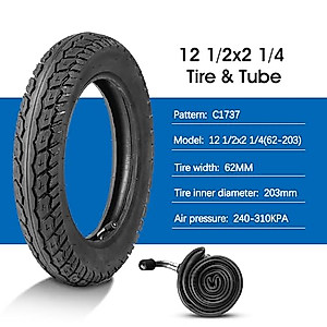 Heavy Duty 12.5x2.25 (12-1/2 x2-1/4) Tire & Inner Tube Set with Angled Valve Stem for Electric Scooters Razor Pocket Mod, Currie, Schwinn, GT, IZIP, eZip 2 Sets