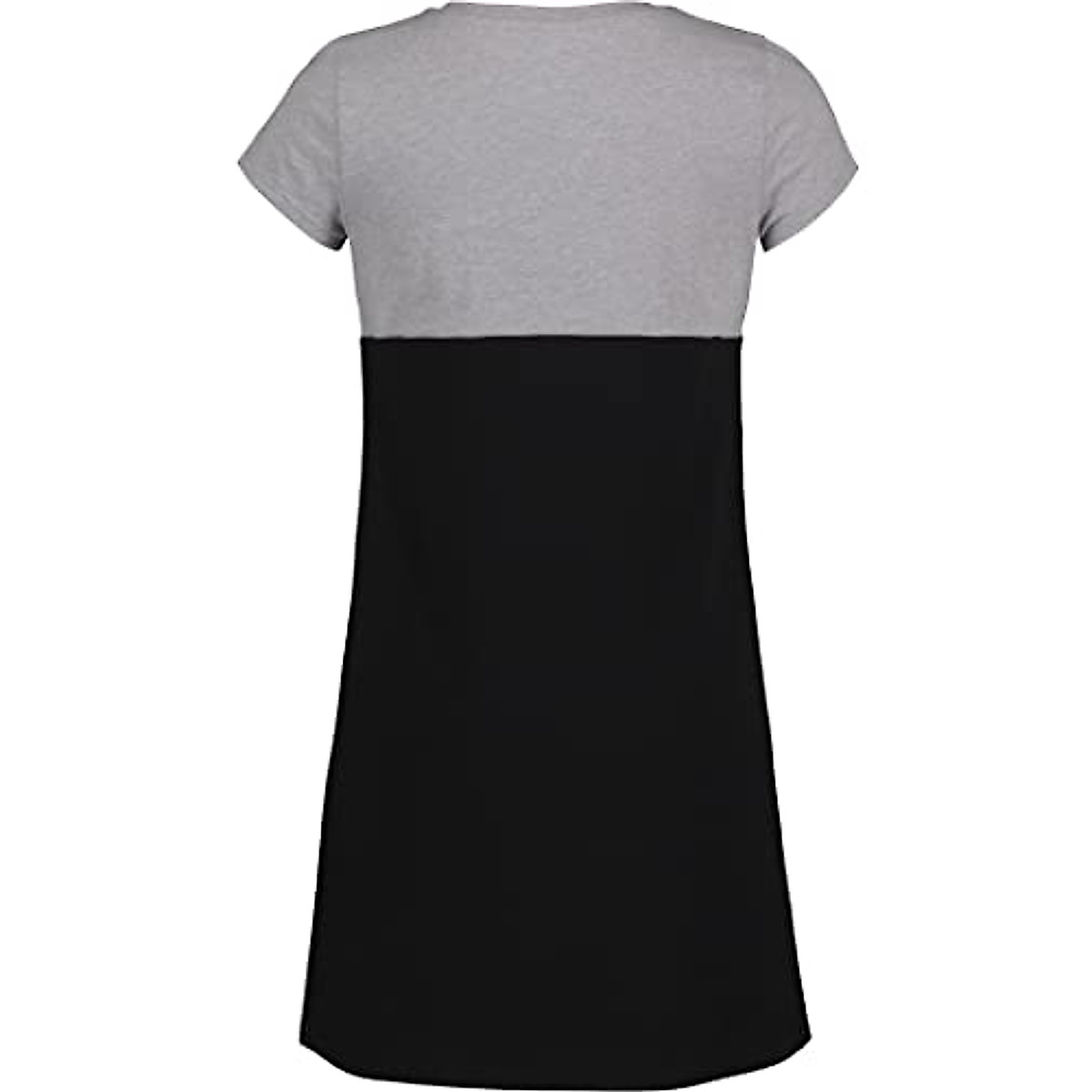 Calvin Klein Girls' Short Sleeve T-Shirt Dress, Pullover Style with Crew-Neck Neckline, Logo Detailing, Black Colorblock, 8-10