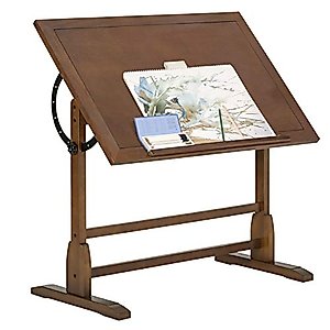 Vintage Rustic Oak Drafting Table, Top Adjustable Drafting Table Craft Table Drawing Desk Hobby Table Writing Desk Studio Desk, 42''W x 30''D