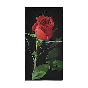 Rose Flower Hand Towels Set of 2 Red Floral Highly Absorbent Bath Towels Soft Guest Fingertip Towel Washcloth for Bathroom Kitchen Gym