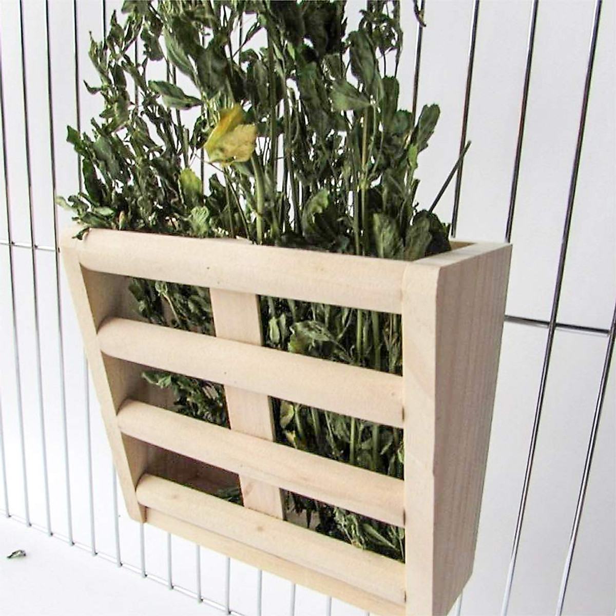 Chinchilla Hay Rack,Bunny Hay Feeder,Guinea Pig Hay Holder,Rabbit Food Dispenser,Natural Wooden,Hamster,Rabbit Cage Accessories by BLSMU