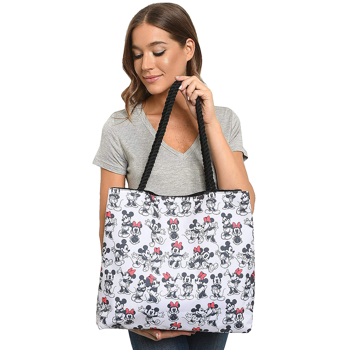 Disney Tote Travel Bag Mickey and Minnie Mouse Print (Mickey and Minnie)