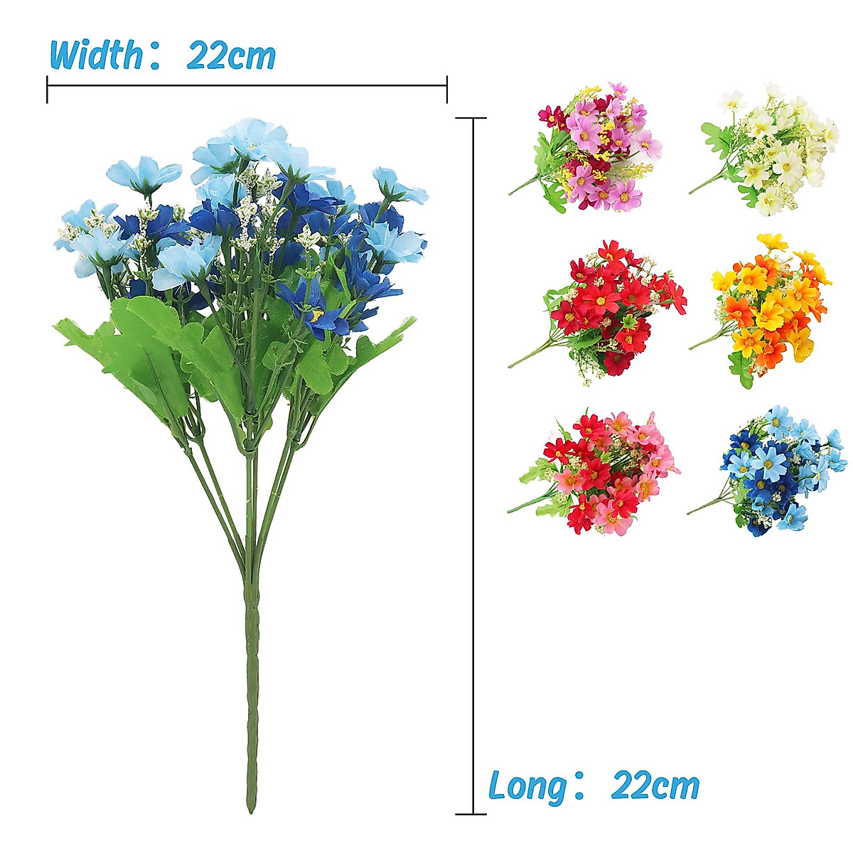 Leaflai 6Pack Artificial Flowers for Outdoors, UV Resistant Outdoors Fake Plants Faux Plastic Flower in Bulk for Hanging Planters Outside Porch Vase Home Window Garden Decoration