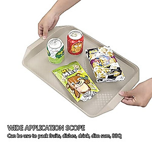 Pekky Plastic Fast Food Trays for Eating, Rectangle Serving Tray with Handle, 16.7" x 11.8", Set of 6