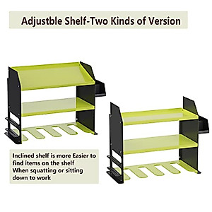 Luffioner Drill Storage Rack，Power Tool Organizer Drill Holder Wall Mount， Drill Organizer for Garage, Workshop,Drill Bit Storage Shlef, Holds 4 Drills with Screws Box Father's Day Gifts (Green)