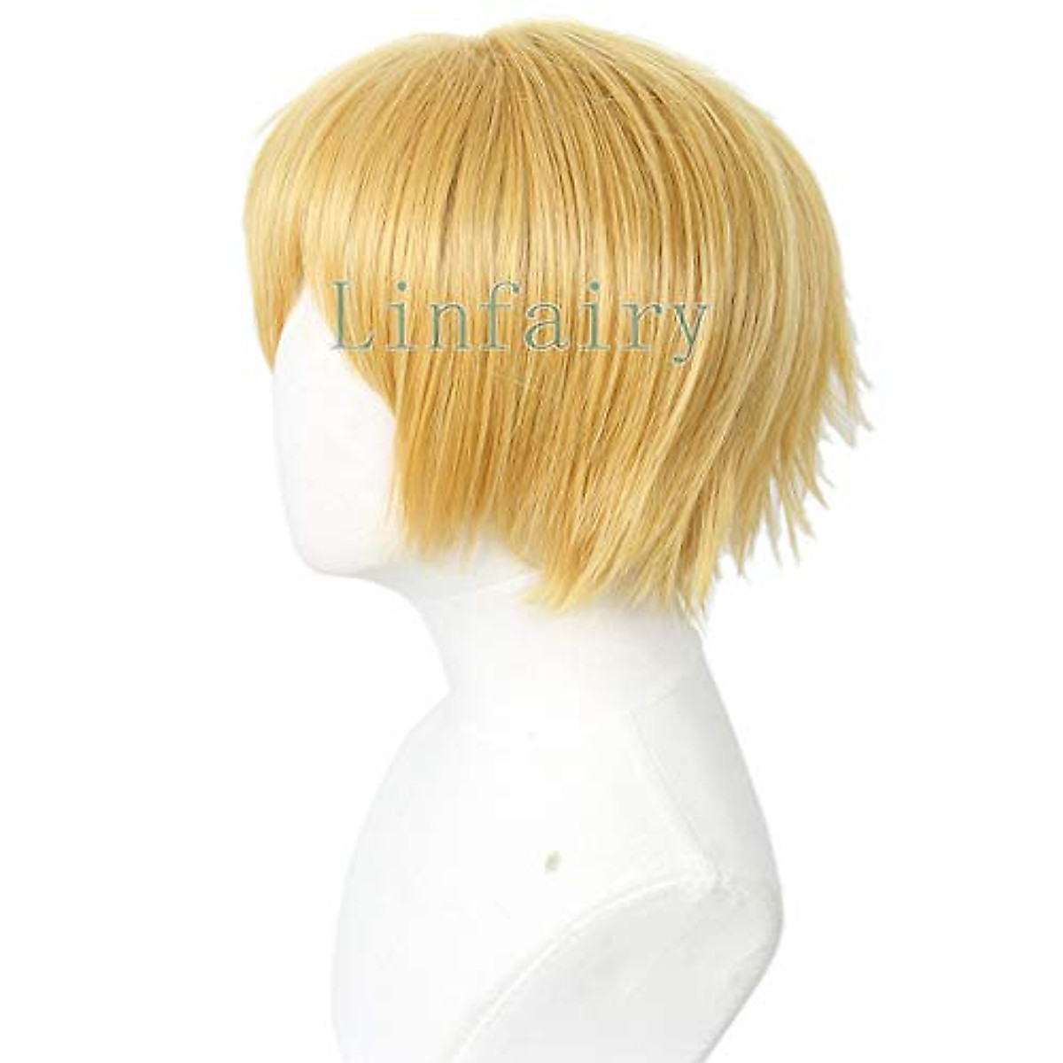 Linfairy Short Blonde Cosplay Wig Halloween Costume Cat Wig for Men