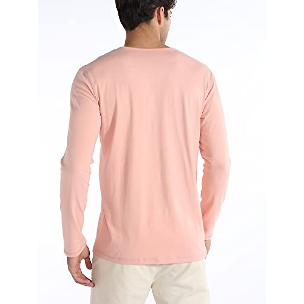 APTRO Men's Long Sleeve Tee Shirts Casual Henley Shirts Y Design Pink M