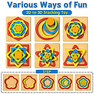 Toddler Puzzles for Kids Age 1 2 3 4 Year Old, 6 Pack Montessori Shape Sorting Puzzle Toddler for Girl boy Activities Preschool Learning Early Educational Birthday Gift Travel Autistic Wooden Toys
