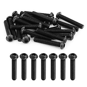 MroMax 20Pcs M6 x 35mm Button Head Socket Cap Bolts Screws, Alloy Steel 10.9 Grade, Allen Socket Drive, Black Oxide Finish, Fully Machine Thread