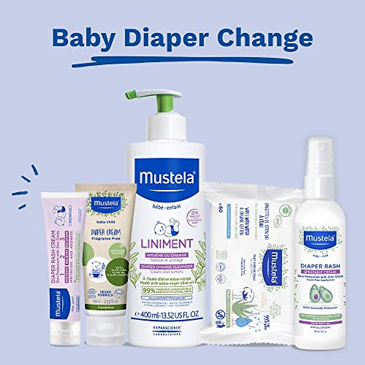 Mustela Spray Diaper Rash Cream for Baby's Bottom - Sprayable Skin Protectant with Zinc Oxide & Natural Avocado - Fragrance-Free, Touch-Free & Steroid-Free - 3 fl. oz.
