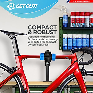 Get Out! Bike Repair Stand for Maintenance - Wall or Bench Mount Bicycle Repair Clamp - Workbench Cycling Work Stand Vise for Repairing Folding, Mountain, Electric, or Road Bikes