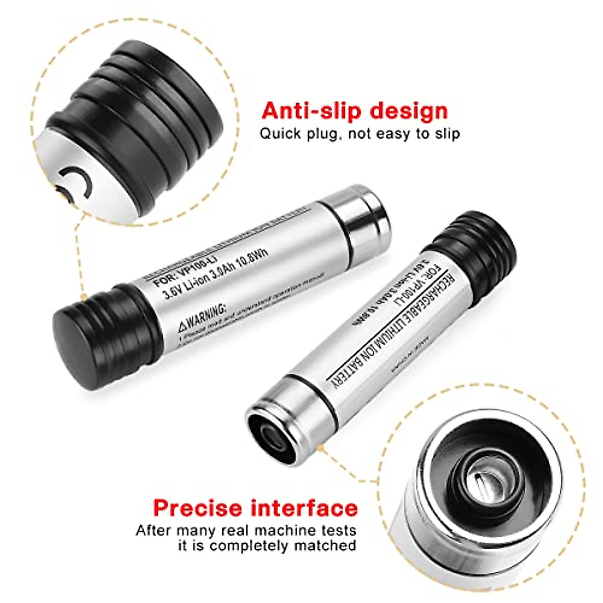 Energup 2Pack Li-ion Replacement 3.6V Battery for Black Decker Versapak VP100 VP100C VP105 VP105C VP110 VP110C VP143 for Black Decker 3.6V Versapak Batteries, with a 2Port Black Decker 3.6V Charger