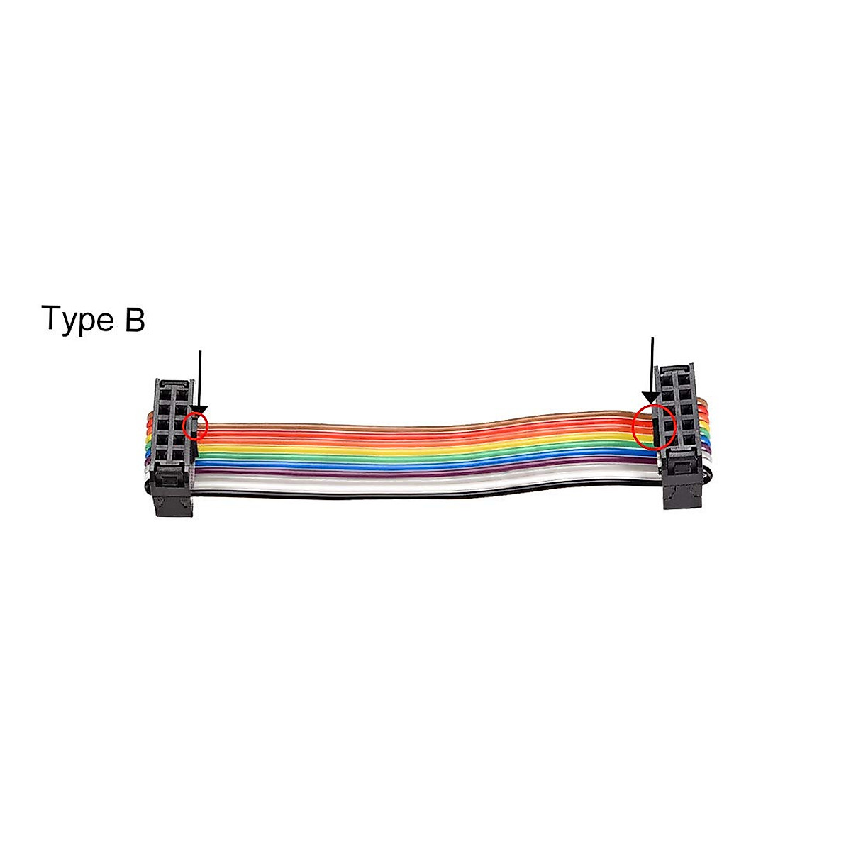 uxcell IDC Rainbow Wire Flat Ribbon Cable 10 Pins 66cm Length 2.54mm Pitch Type-B
