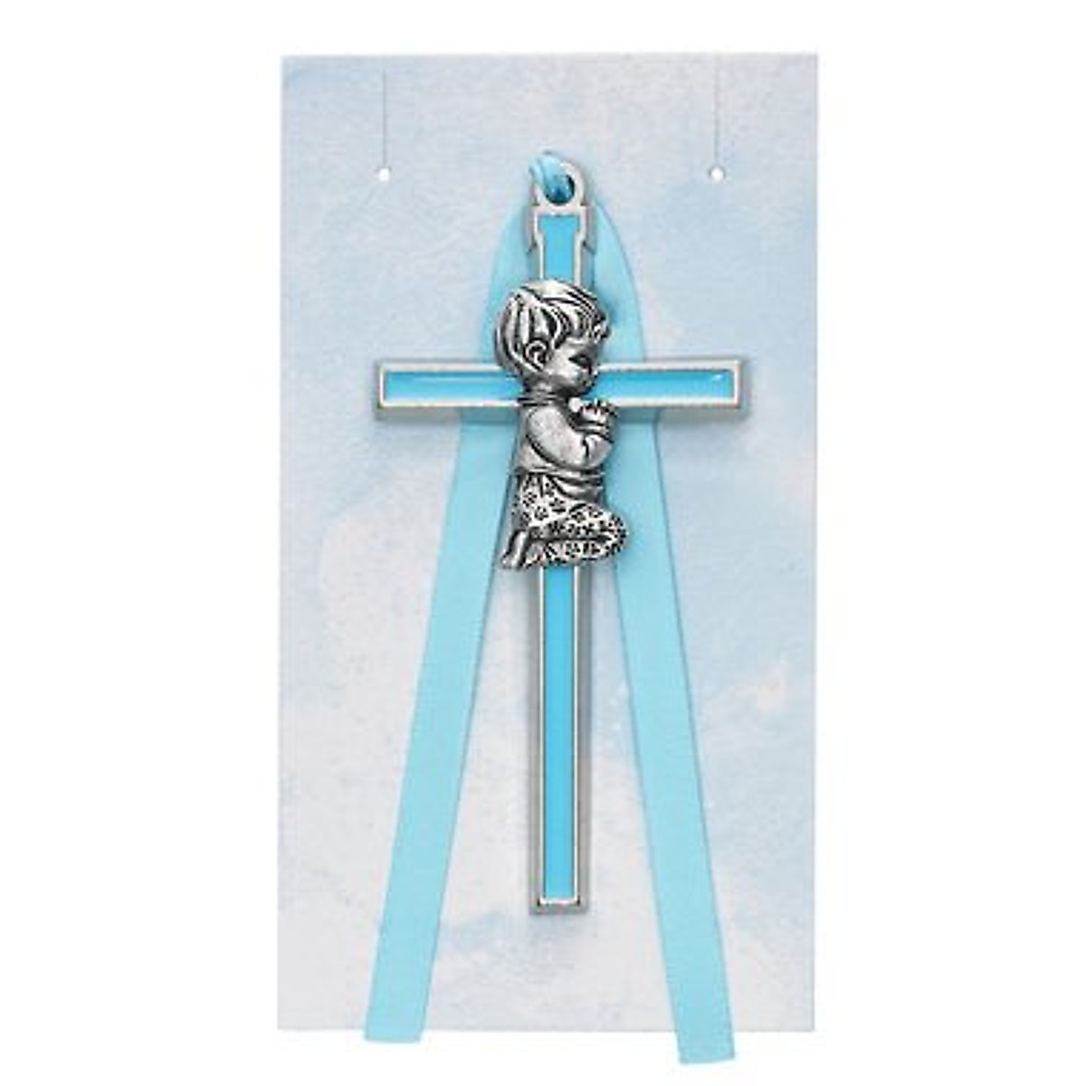 3 1/2" BLUE BOY CRIB CROSS great baptism christening gift keepsake gift