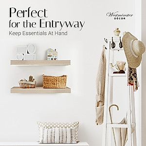 Westminster Décor Wall Mounted Floating Shelves - 2 Pack - Wall-Mounted Shelf Set - Home or Office - Easy Install 16.5” Wooden Shelving - Display or Storage