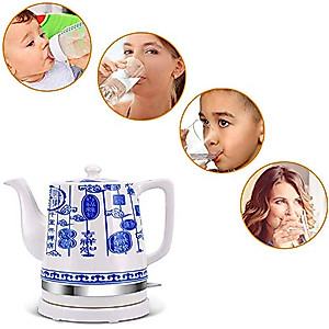 Hokcus 2L Electric Ceramic Kettle Teapot-Retro Stainless Steel Jug,Bpa-Free,Automatic Power Off Fast Boiling 1000W Removable Base,Boil Dry Protection/Blue/Red