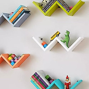 Floating Shelves W Shape Floating Shelves for Children’s Room Nursery, Wall Mounted Display Shelves Storage Unit, Modern Home Decor Wall Shelf Bookshelves for Living Room,Office,Bedroom,Bathroom,Kitch