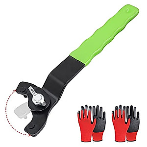 PRETEC Adjustable Angle Grinder Pin Wrench Lock-Nut Spanner Grinder Wrench Universal with 2 Pairs Work Gloves,Compatible 4/5/6/7/9 Inch Angle Grinder for Dewalt Makita